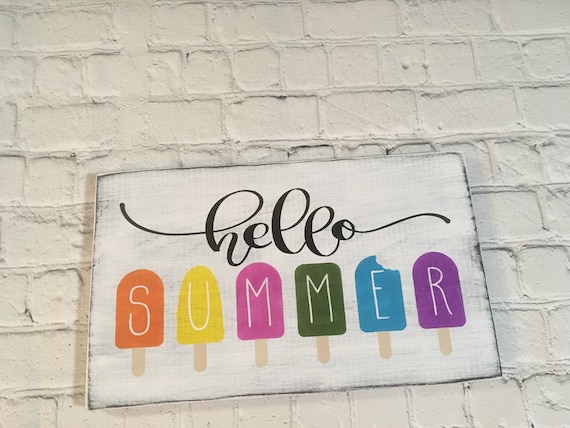 Hello Summer Wood Sign Home Decor Seasonal Decor Summer - Etsy