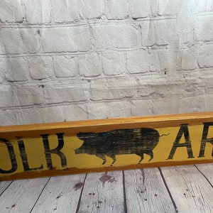 Folk Art Sign, Folk Art Pig, Wood Sign, Primitive, Farmhouse, Rustic ...