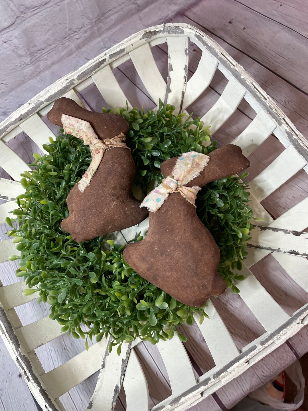 Primitive Bunny Ornie, Chocolate Easter Bunny, Tiered Tray Decor, Bowl ...