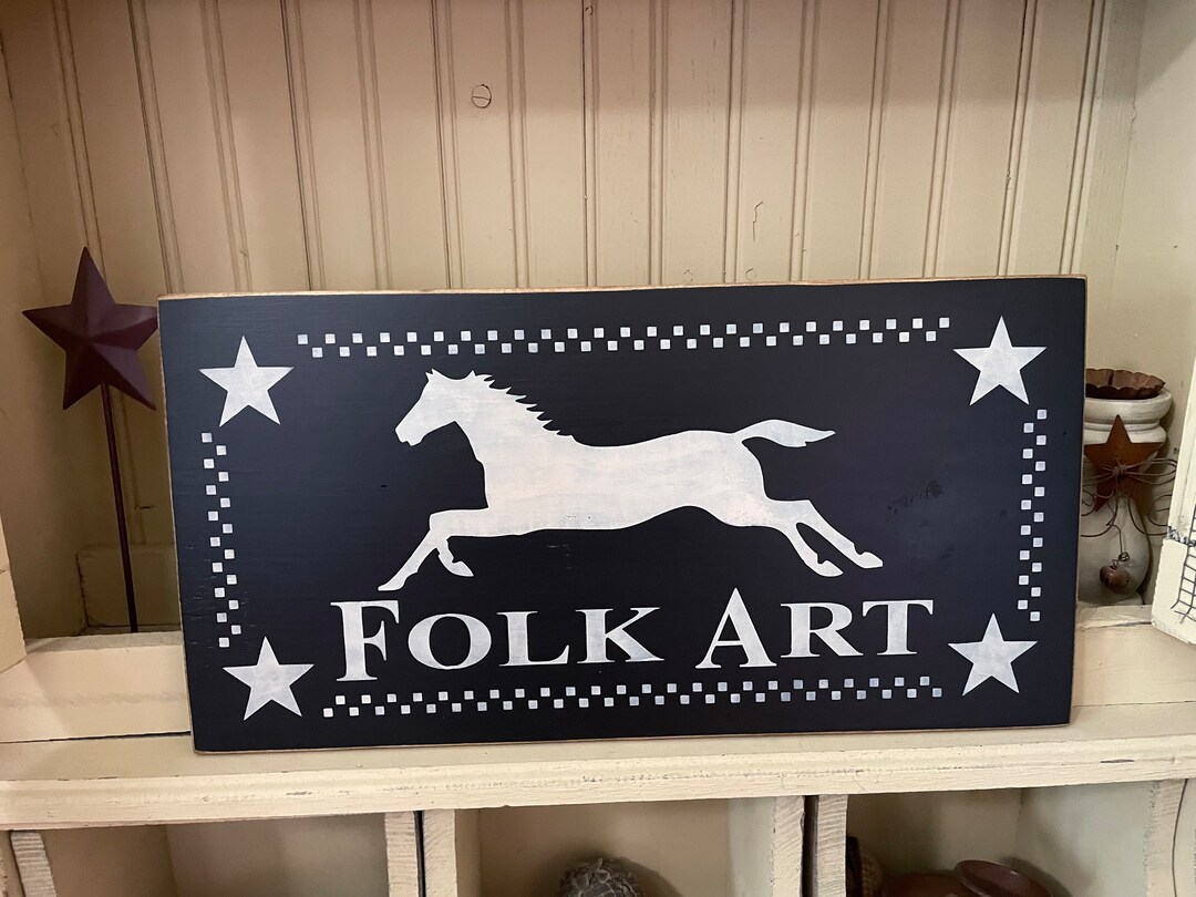 Folk Art Horse Wood Sign, Country, Colonial, Farmhouse, Primitives - Etsy