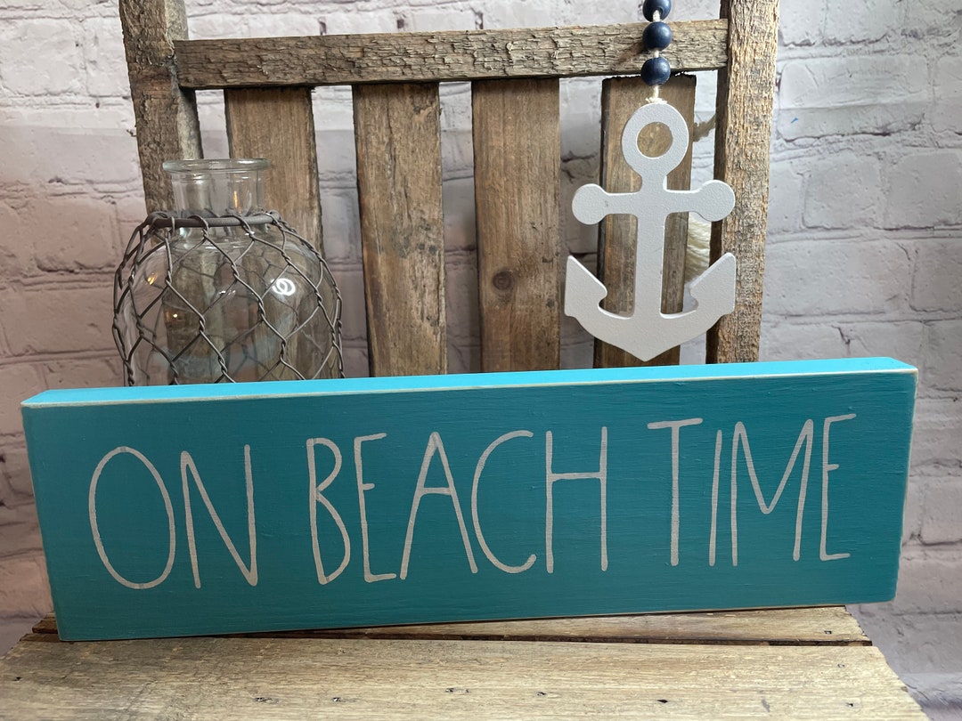 Beach Theme Sign, on Beach Time Wood Sign, Tiered Tray Decor, Beach ...