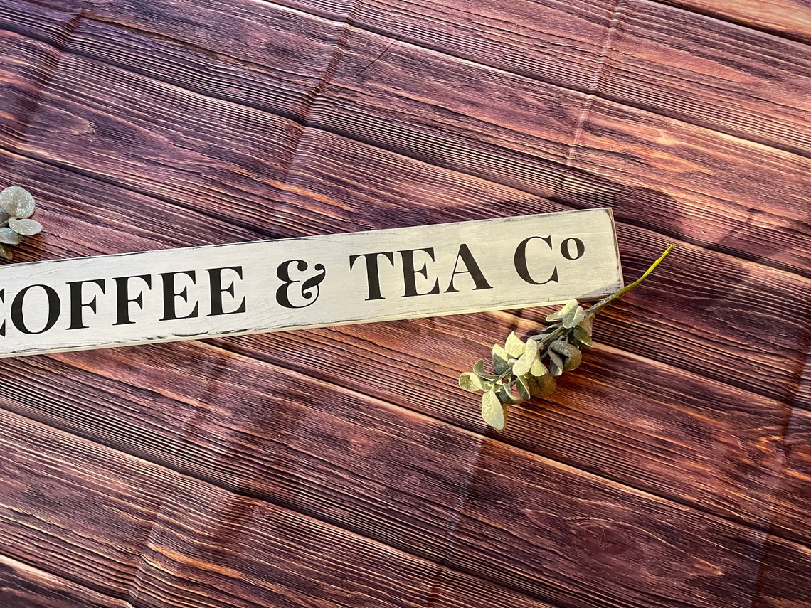 Coffee and Tea Sign, Coffee Shop Decor, Farmhouse Kitchen, Diner Signs ...