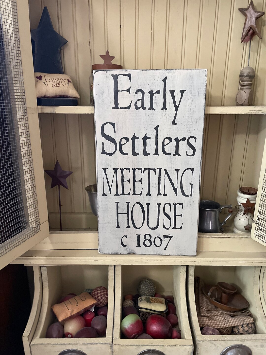Early Settlers Sign, Primitive Kitchen Wood Sign, Early American Style ...