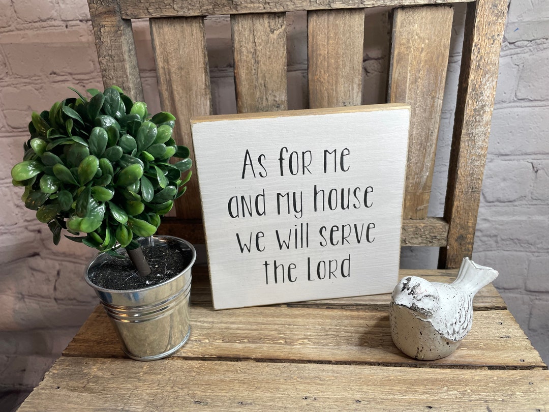 As for Me and My House, Bible Verse Art Block, Tiered Tray, Shelf ...