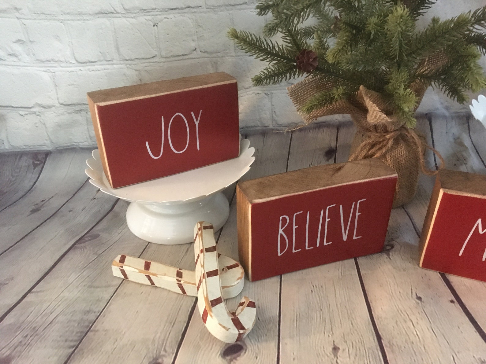 Christmas Words Wood Signs, Chunky Block, Home Decor, Farmhouse ...