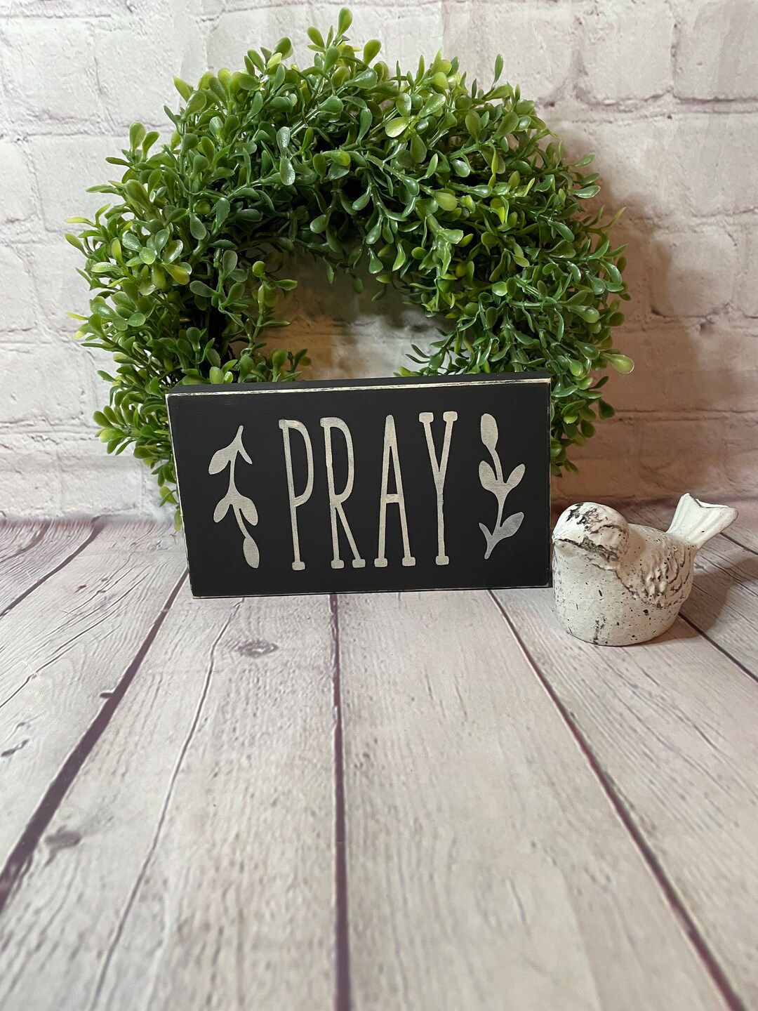 Pray Wreath Wood Sign, Tiered Tray, Shelf Sitter Block, Farmhouse Decor ...