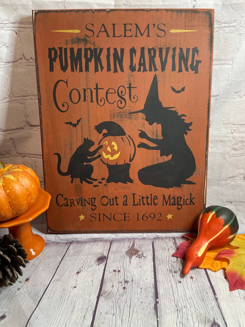 Pumpkin Carving Halloween Sign/ Primitive Sign/ Halloween Primitive ...