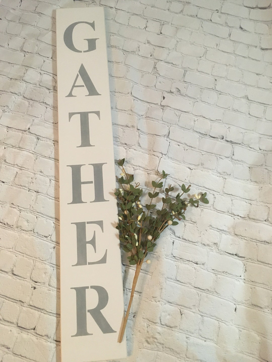 Gather Sign, Vertical Gather Wood Sign 6x36, Home Decor, Primitive ...