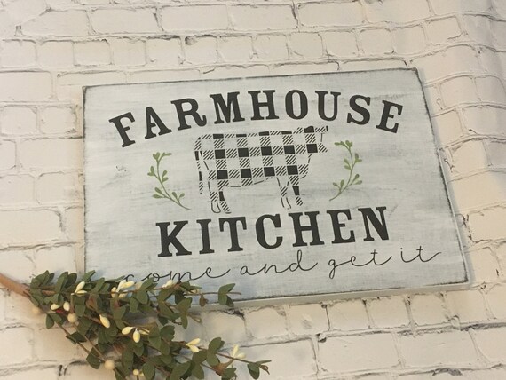 Farmhouse Kitchen/wood sign/ hand painted/ family/ farmhouse/ | Etsy