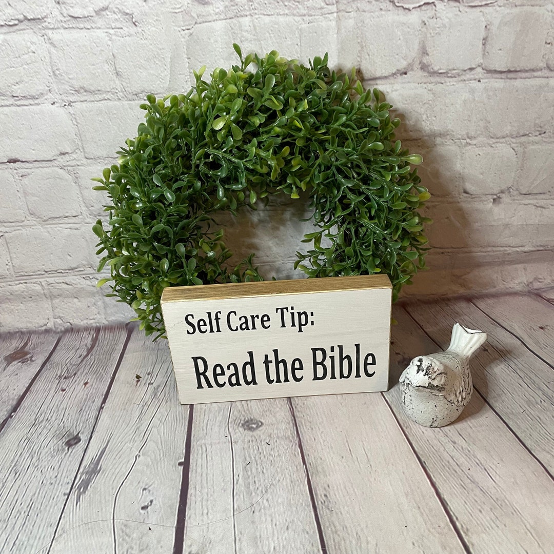 Read the Bible Wood Sign, Faith Sign, Tiered Tray Decor, Shelf Sitter ...