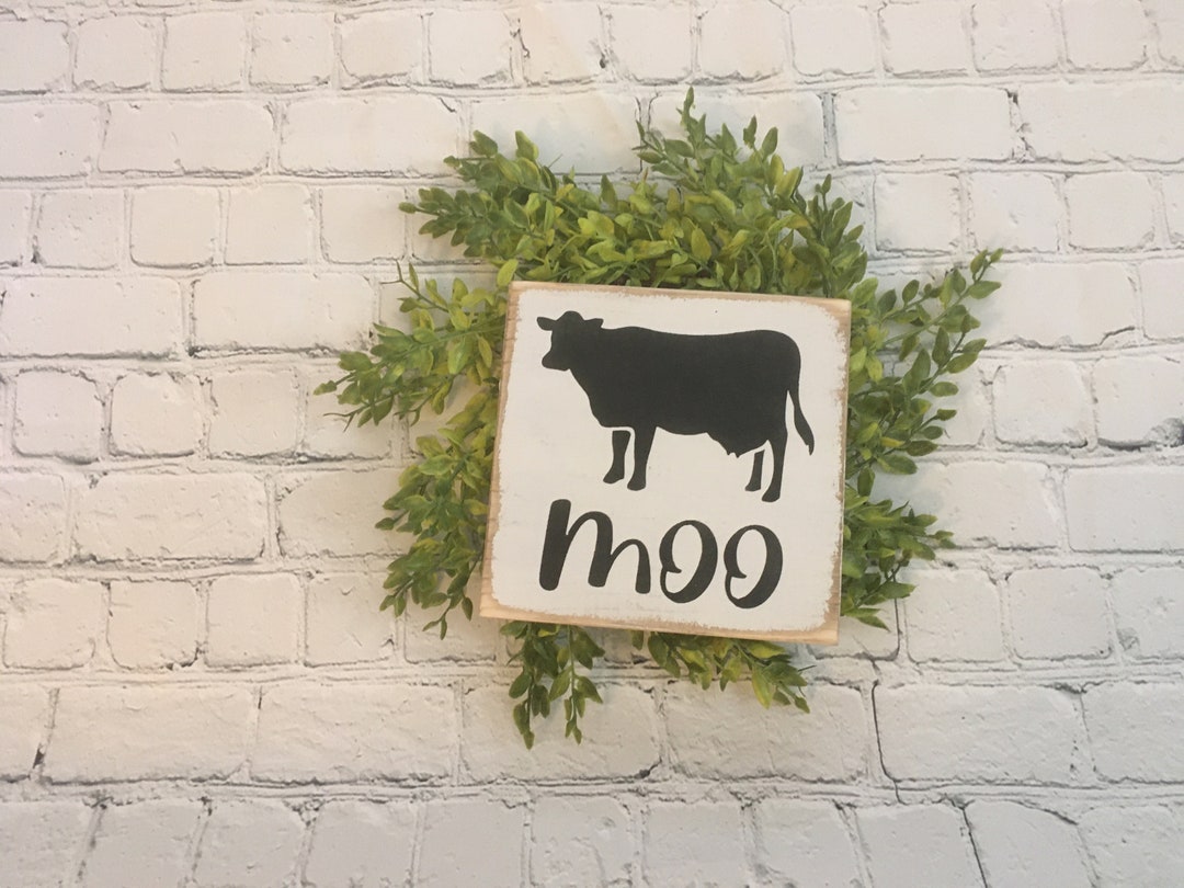 Cow Mini Wood Sign, Moo Cow, Tiered Tray, Shelf Sitter Block, Farmhouse ...