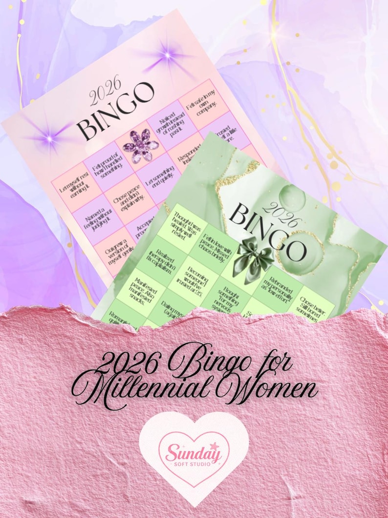 2026 Bingo Card Set for Women in Their 30s | Funny & Soft Millennial ...