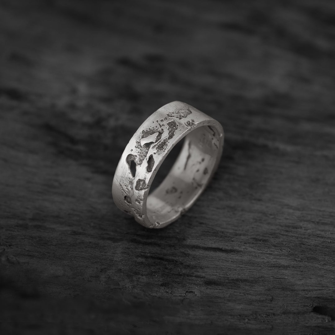 Brutalist Sterling Silver Ring With a Rough Textured Made for Mens or ...