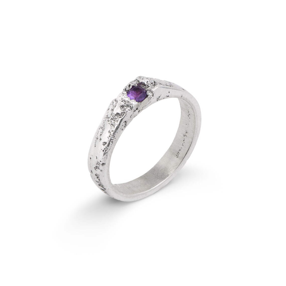 Sterling Silver Amethyst Ring | Unique Engagement Ring With Purple ...