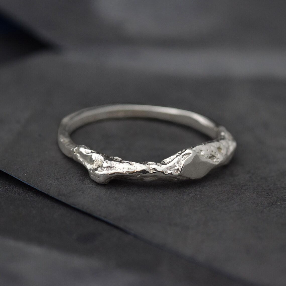 Raw, Minimal Silver Band | Dainty Sterling Silver Ring | Yin Yang Ring ...