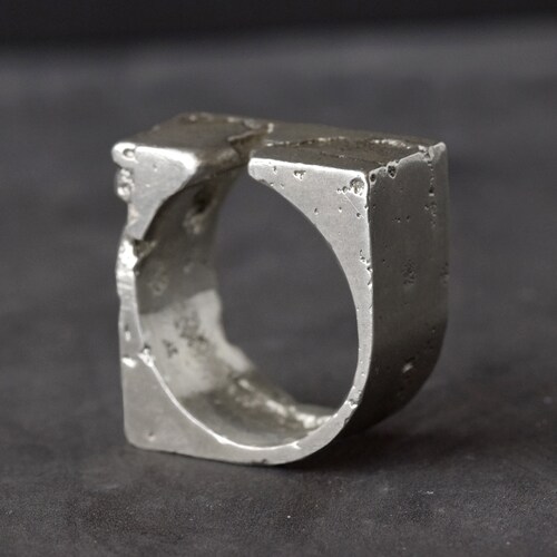 Chunky Sterling Silver Ring Men's Brutalist Ring Raw - Etsy
