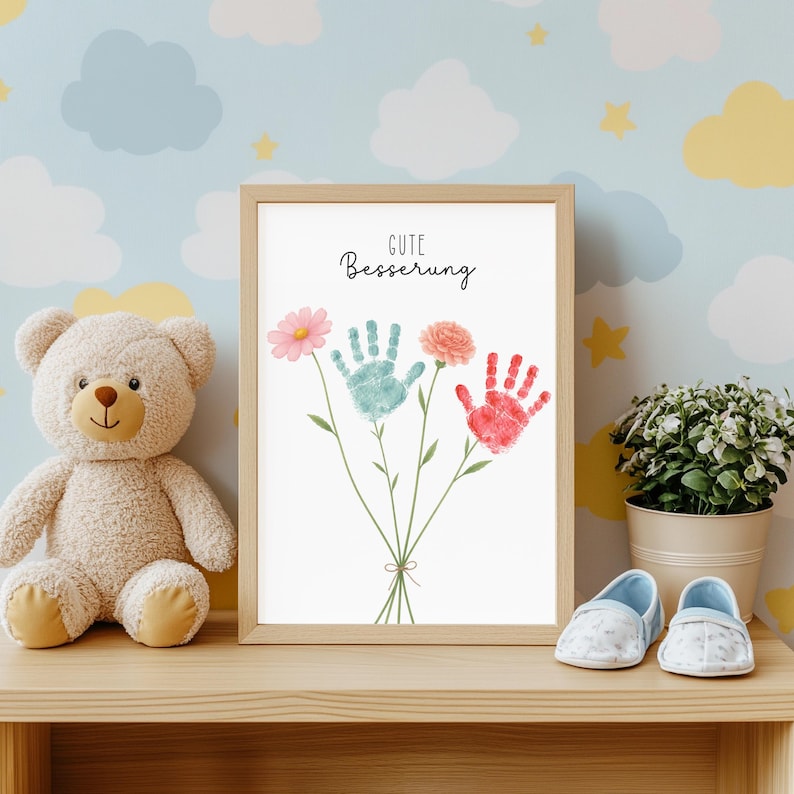 Handprint Get Well Soon Template A4 Print Template Children's Gift ...