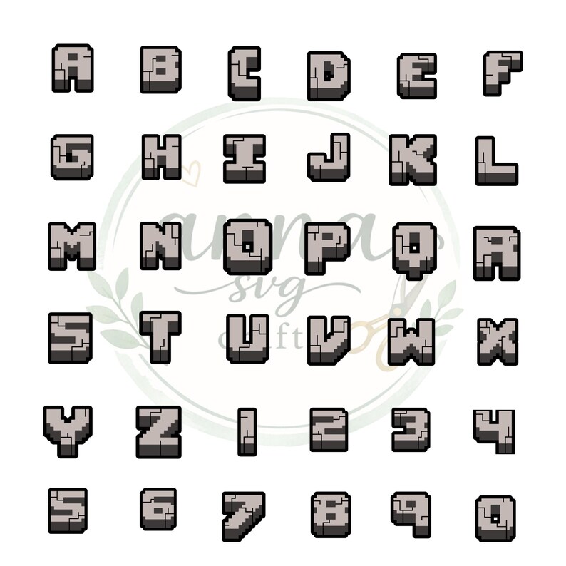 Minecraft SVG Font Bundle | Mine Alphabet Letters & Numbers SVG PNG ...