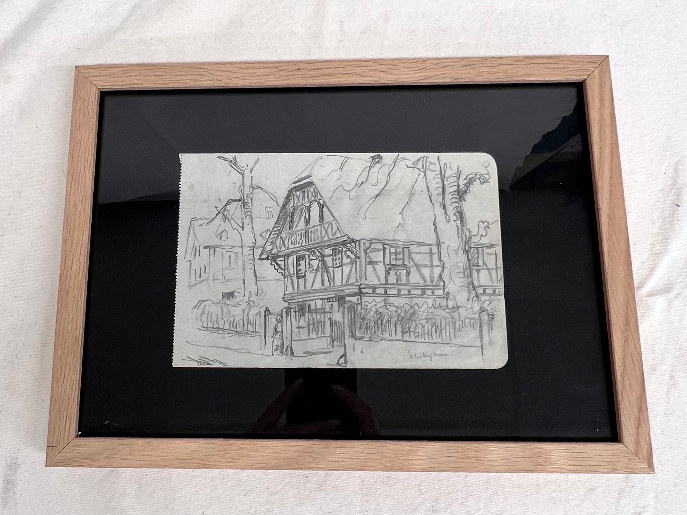 Vintage French Graphite Drawing, Vintage French Art - Etsy