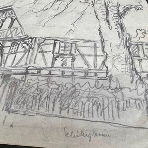 Vintage French Graphite Drawing, Vintage French Art - Etsy
