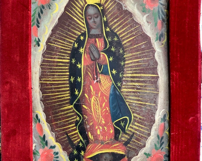 19thc Painted Tin Mexican Retablo, 19thc Our Lady of Guadalupe, 19thc ...