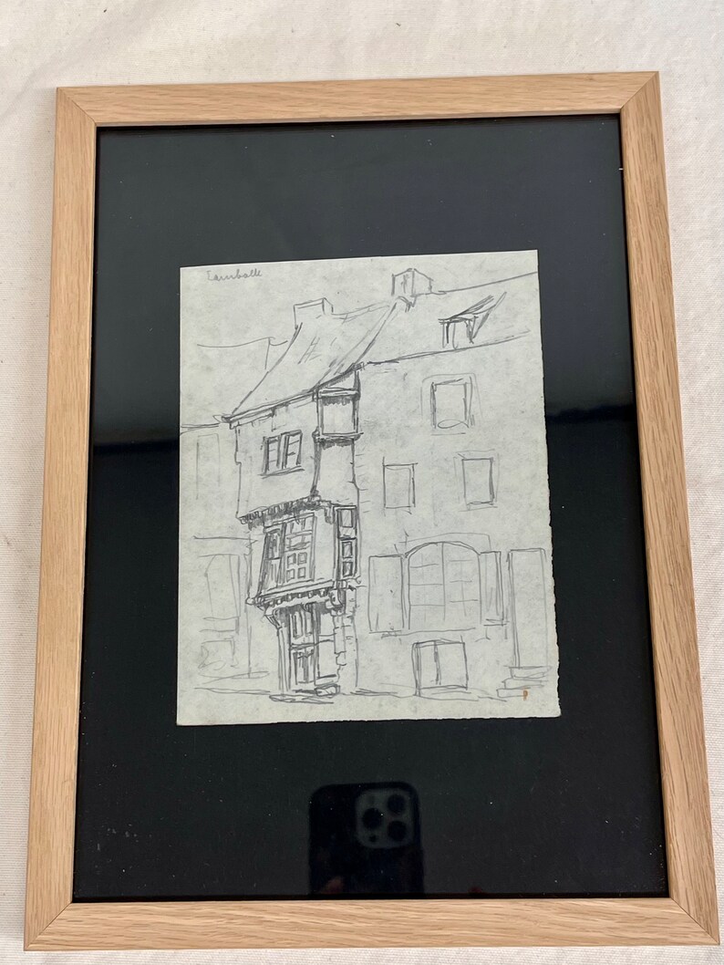 Vintage French Graphite Drawing, Vintage French Art - Etsy