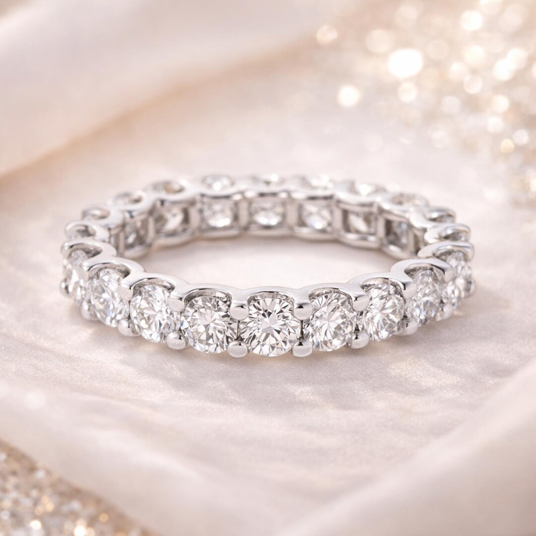 Diamond Full Eternity Band Ring • Diamond Wedding Band • Anniversary ...