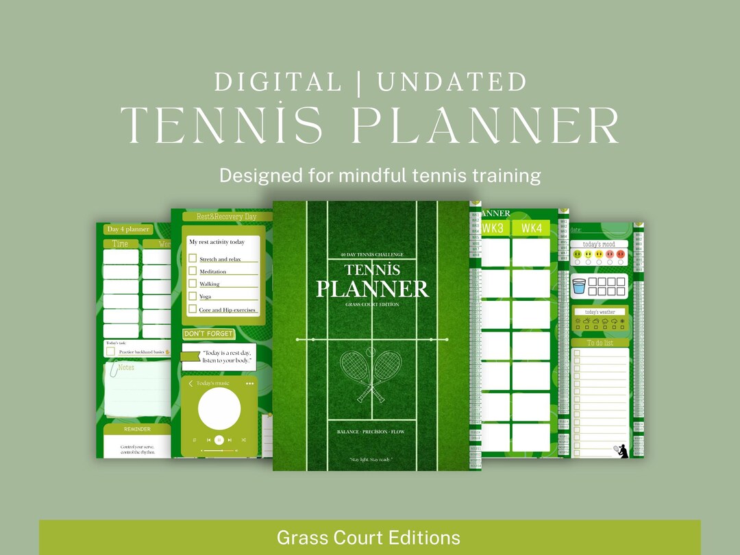 Digital Tennis Planner | Grass Court Edition | Tennis Journal for iPad ...