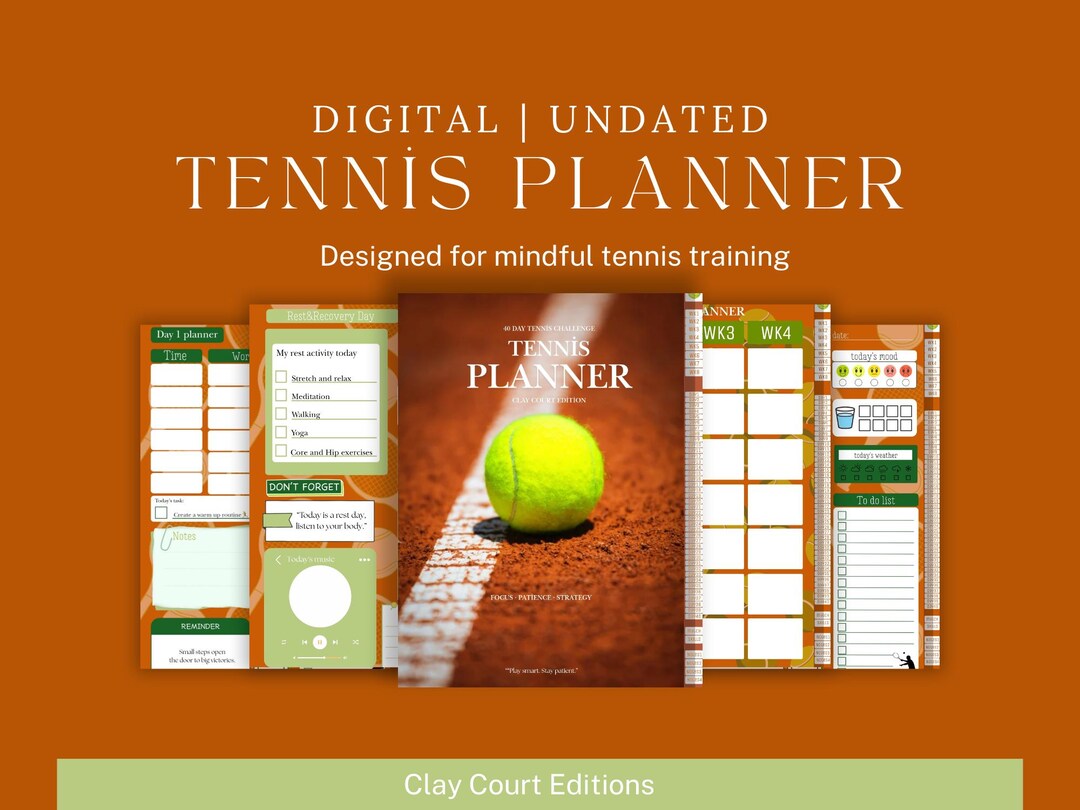 Digital Tennis Planner | Clay Court Edition | Tennis Journal for iPad ...