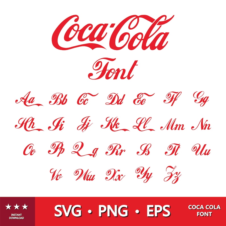 Coca Cola Font | Cola Alphabets | Cola Svg, Png and EPS File Instant ...