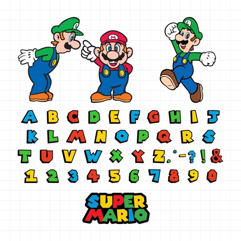 Super Mario Clipart Bundle, SVG PNG EPS Font (digital Download) - Etsy ...