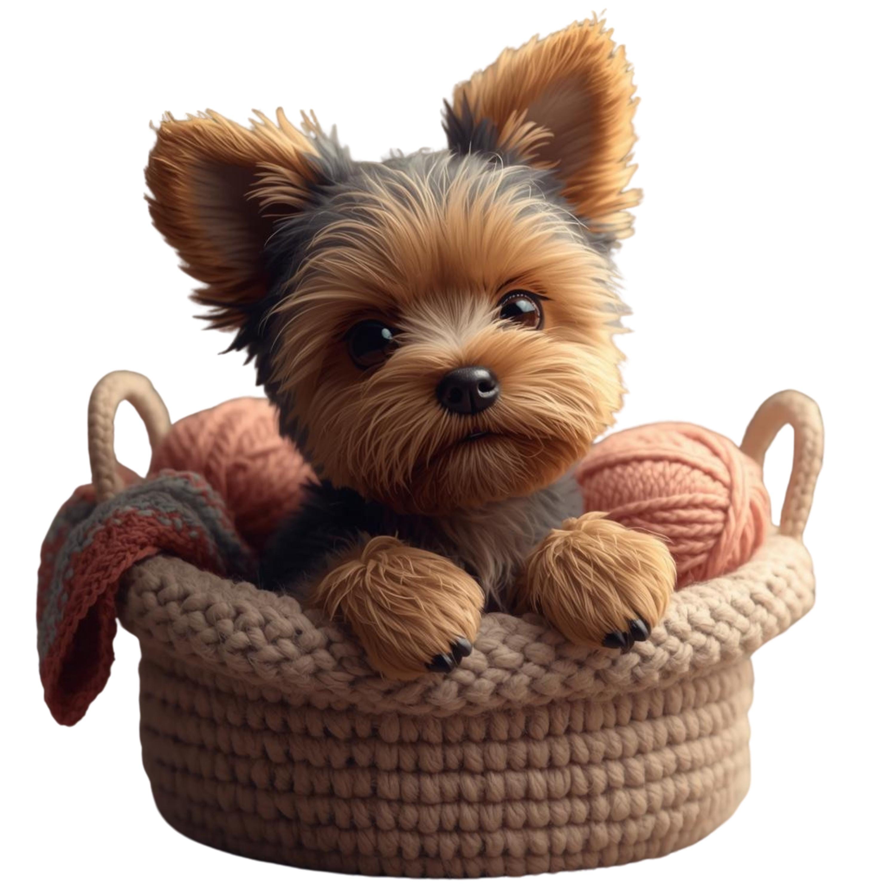 10 Cute Knitted Yorkie Clip Arts | Bundle of 10 JPG Images | Yorkshire ...