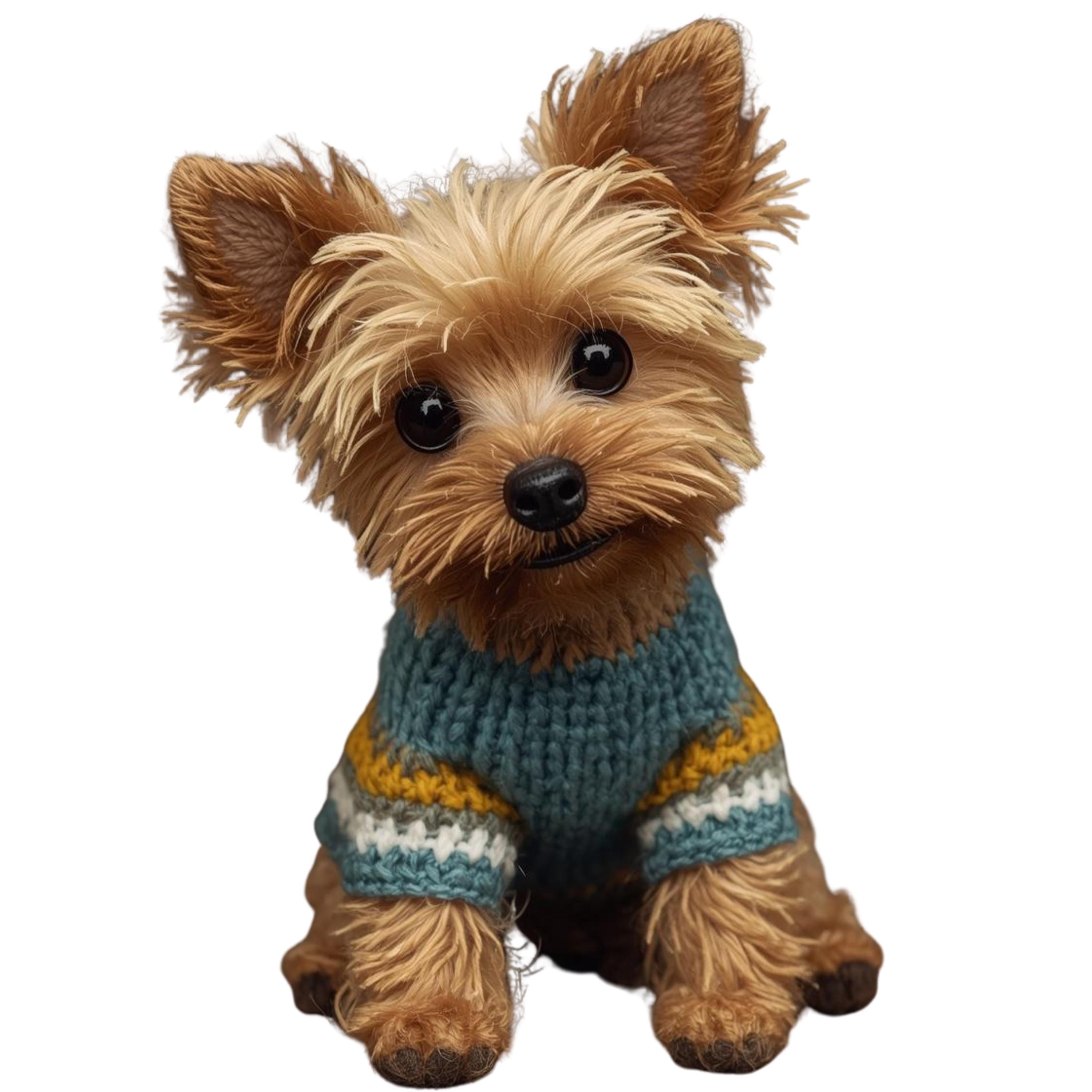 10 Cute Knitted Yorkie Clip Arts | Bundle of 10 JPG Images | Yorkshire ...