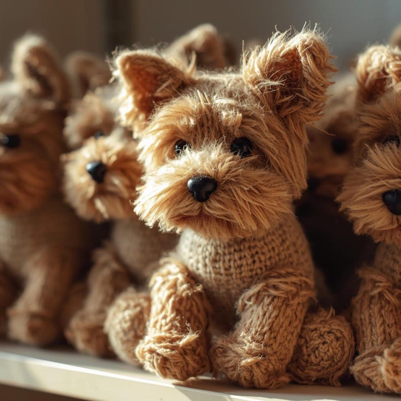 10 Cute Knitted Yorkie Clip Arts | Bundle of 10 JPG Images | Yorkshire ...
