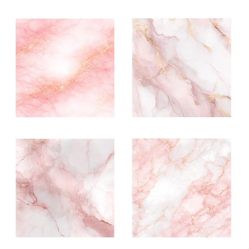 Blush Pink & Gold Marble Digital Paper Pack, 12 JPEG Backgrounds, High ...