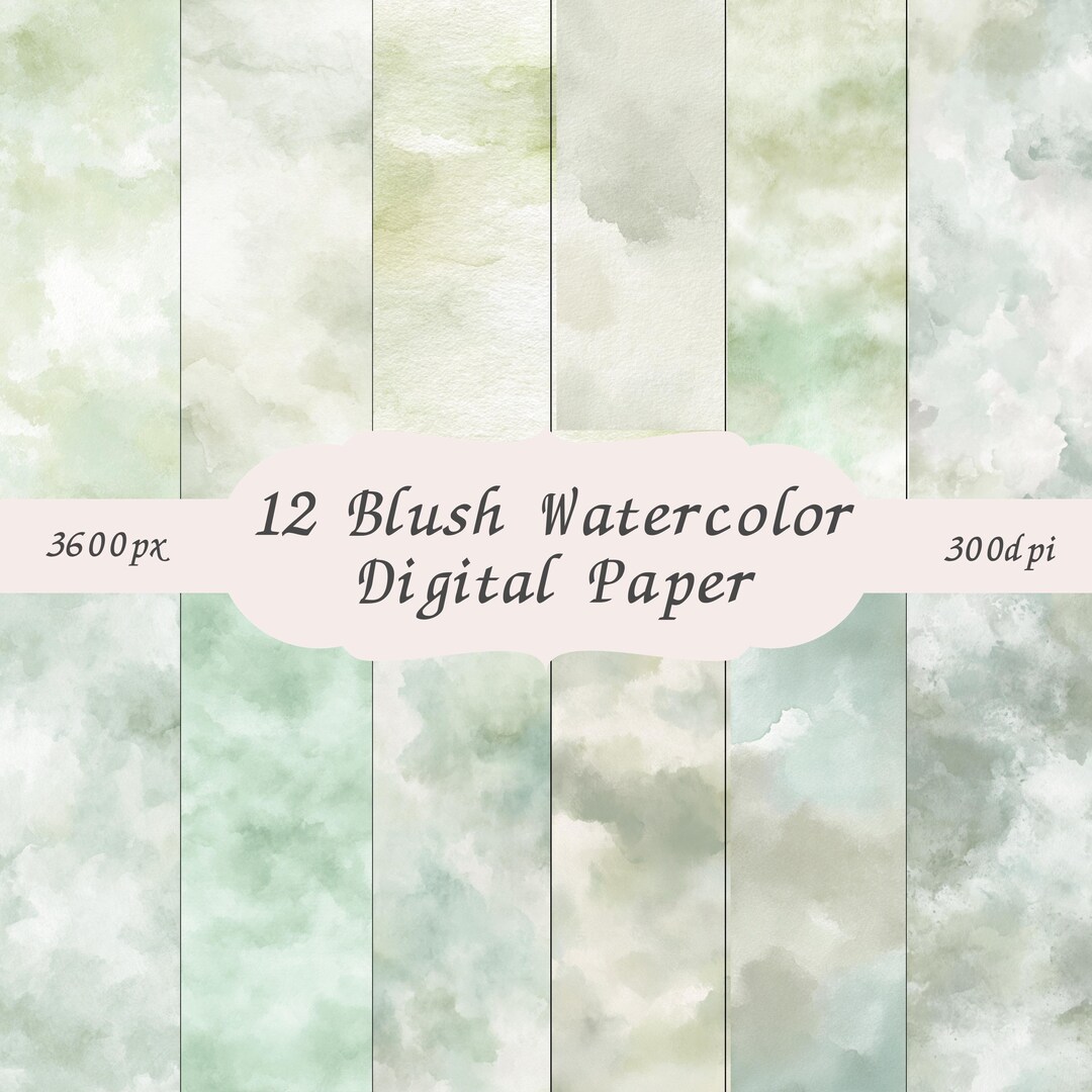 Sage Green Watercolor Digital Paper Pack, Soft Green Backgrounds ...