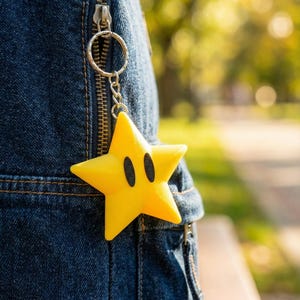 Mini Super Mario Star Keychain, Retro Nintendo Power up Art, Miniature ...