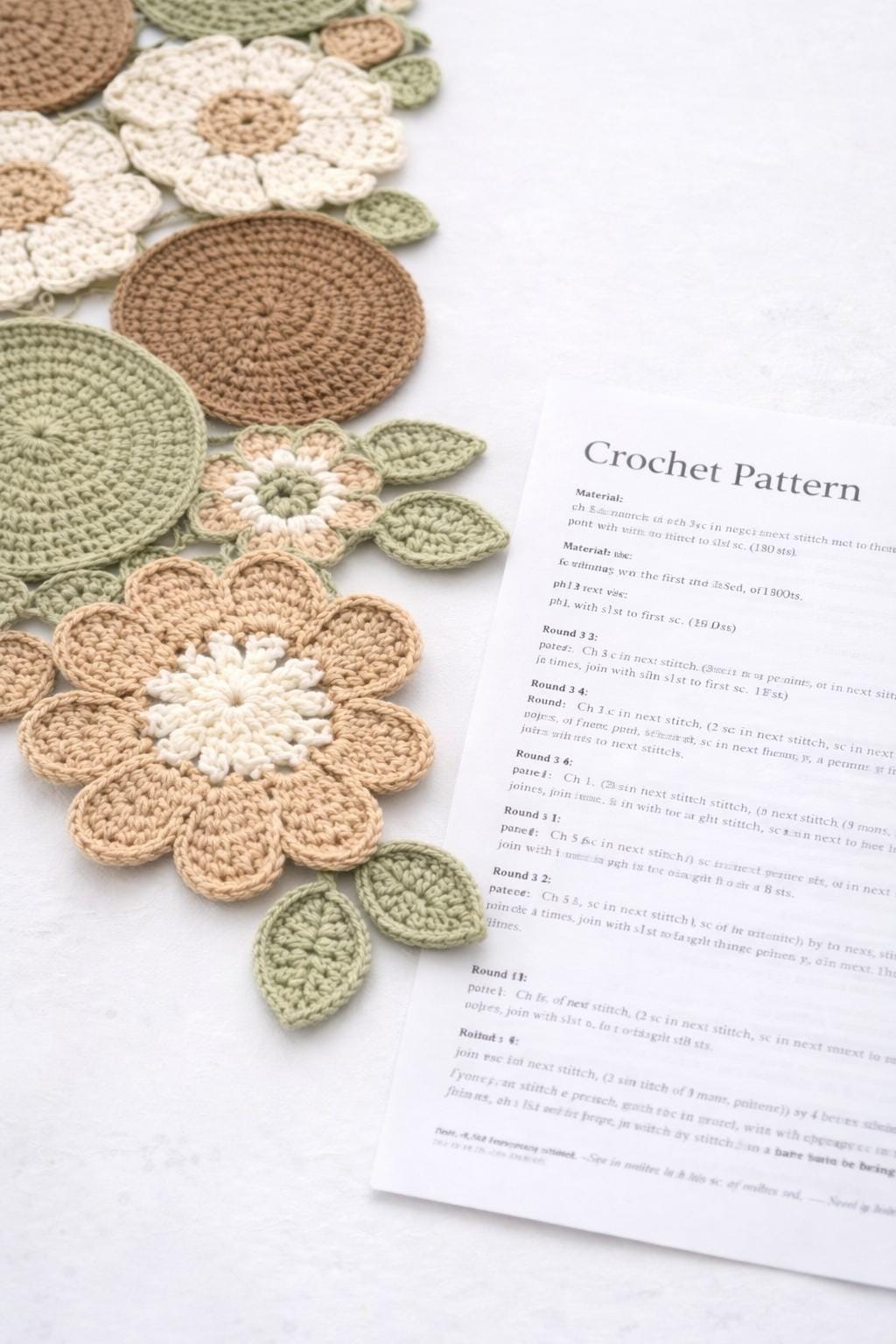 Floral Crochet Table Runner Pattern PDF, Flower Lace Table Runner ...