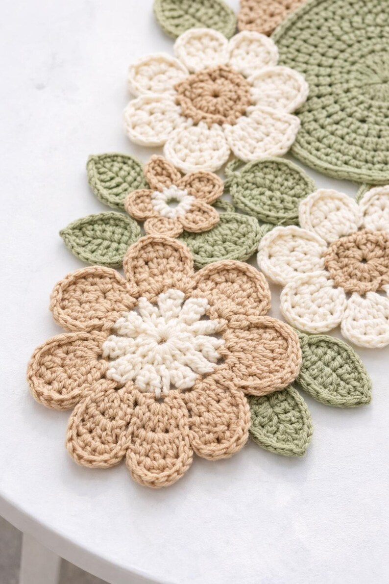 Floral Crochet Table Runner Pattern PDF, Flower Lace Table Runner ...