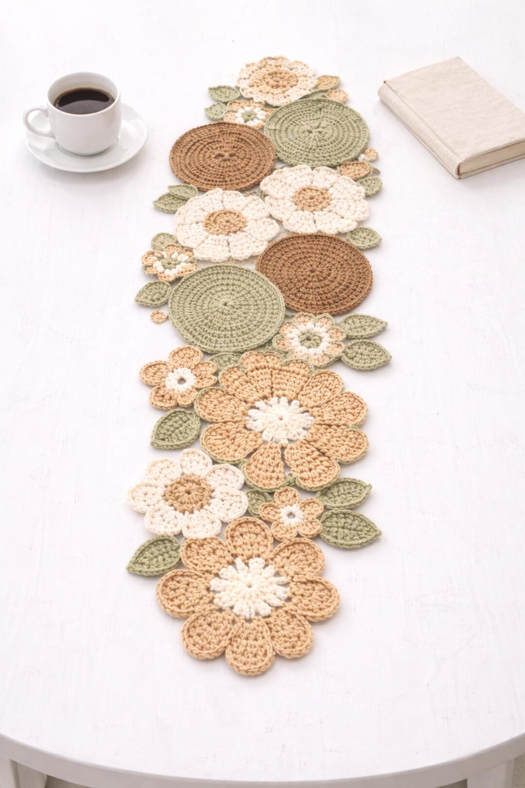 Floral Crochet Table Runner Pattern PDF, Flower Lace Table Runner ...