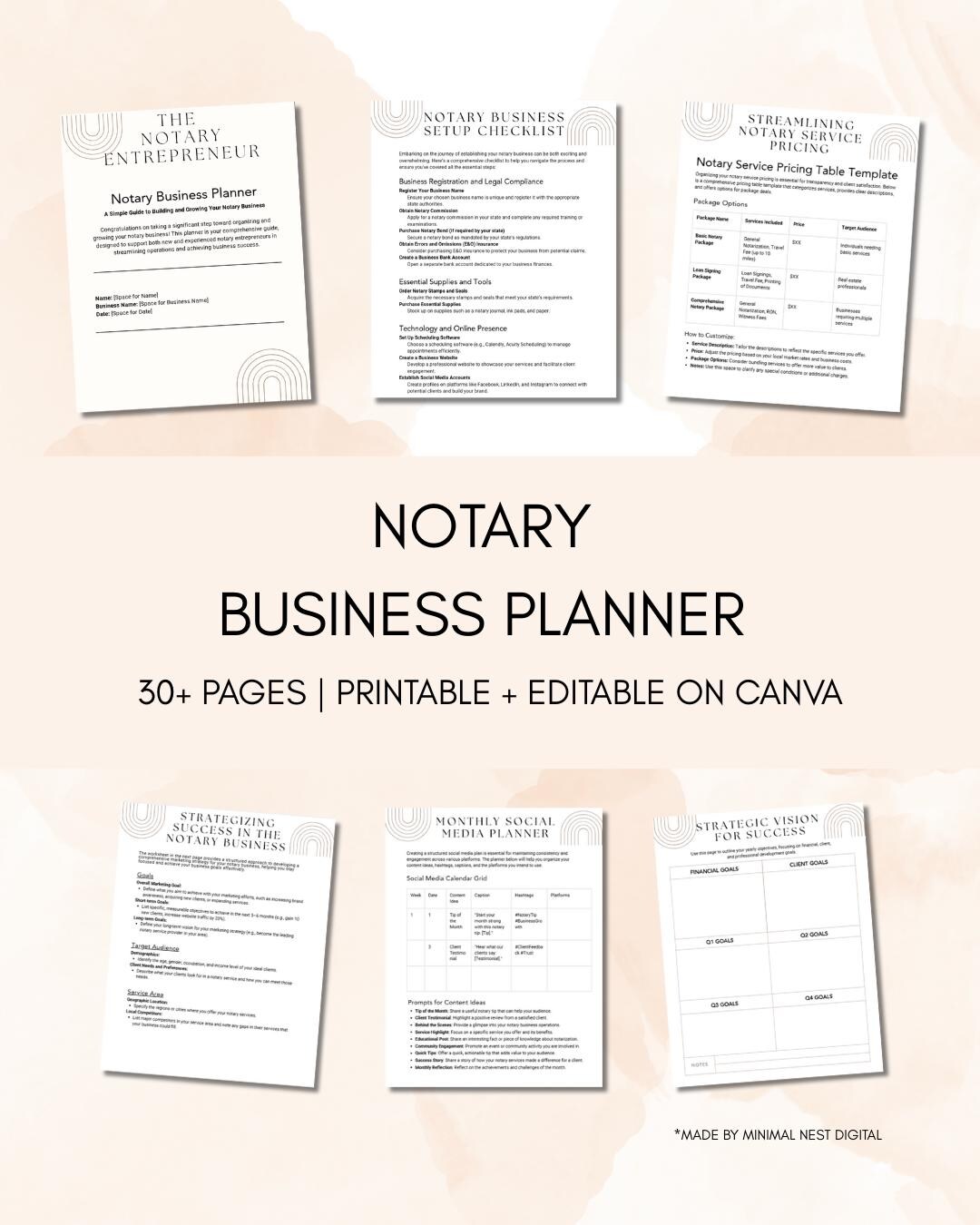 Notary Business Planner Canva Template | Printable Organizer for New ...