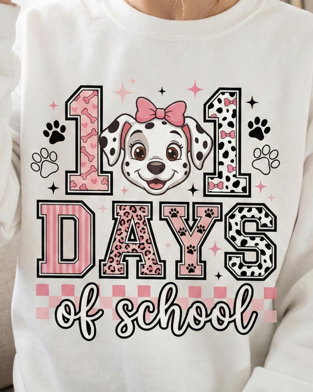 101 Days of School Dalmatian PNG, Cute Pink Puppy, Teacher Kids 101st ...