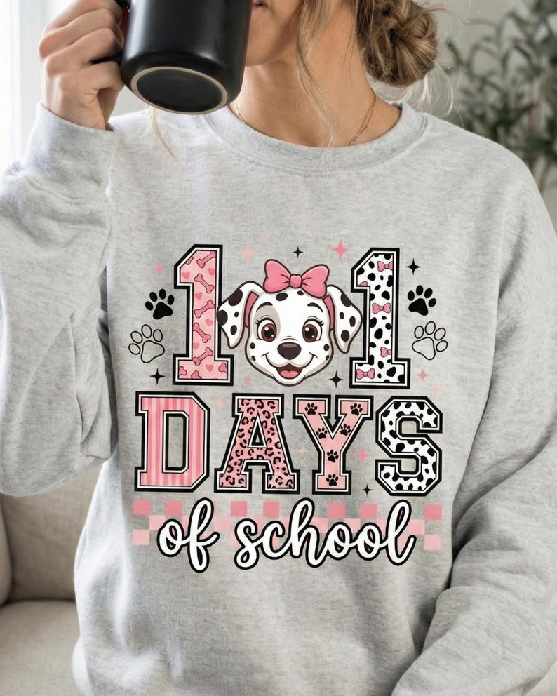 101 Days of School Dalmatian PNG, Cute Pink Puppy, Teacher Kids 101st ...