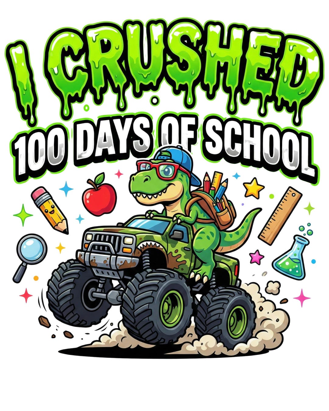 Monster Truck 100th Day of School PNG, Boys Sublimation Design (digital ...