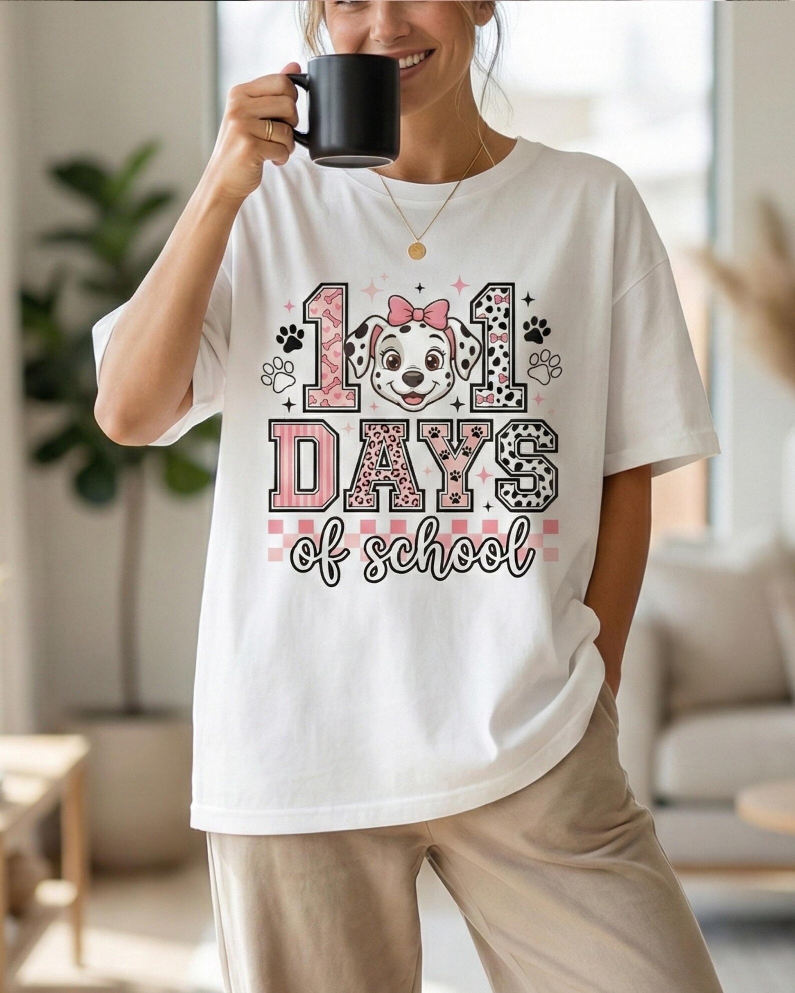 101 Days of School Dalmatian PNG, Cute Pink Puppy, Teacher Kids 101st ...