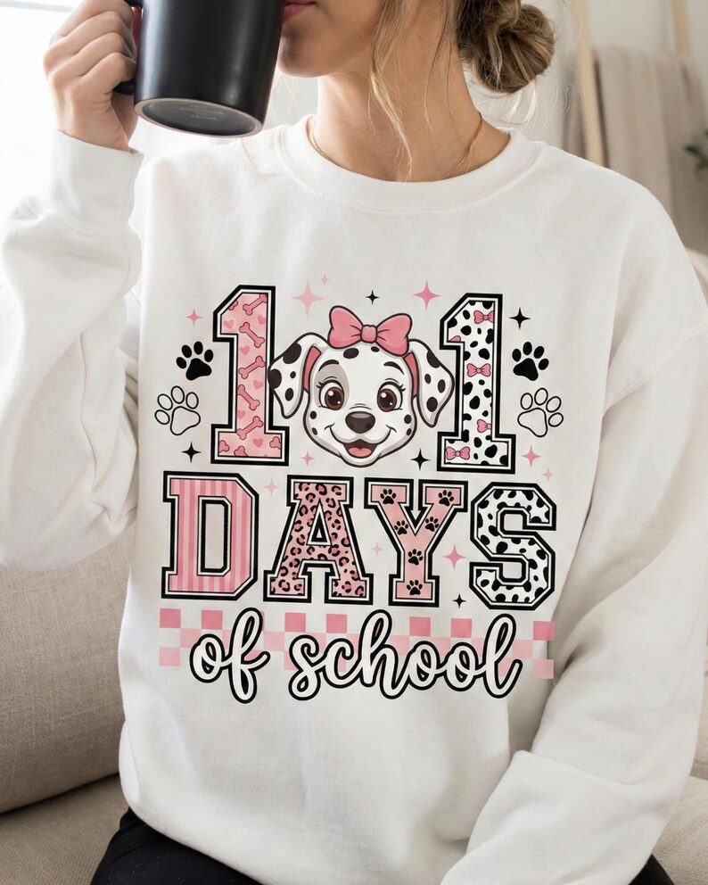 101 Days of School Dalmatian PNG, Cute Pink Puppy, Teacher Kids 101st ...