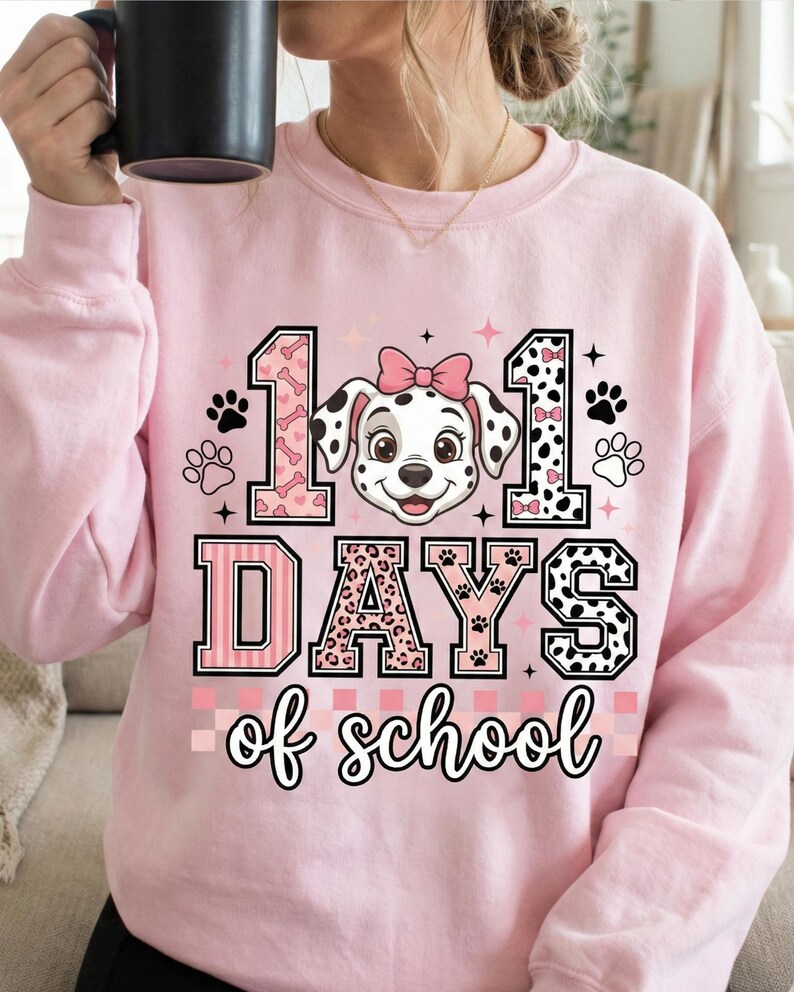 101 Days of School Dalmatian PNG, Cute Pink Puppy, Teacher Kids 101st ...