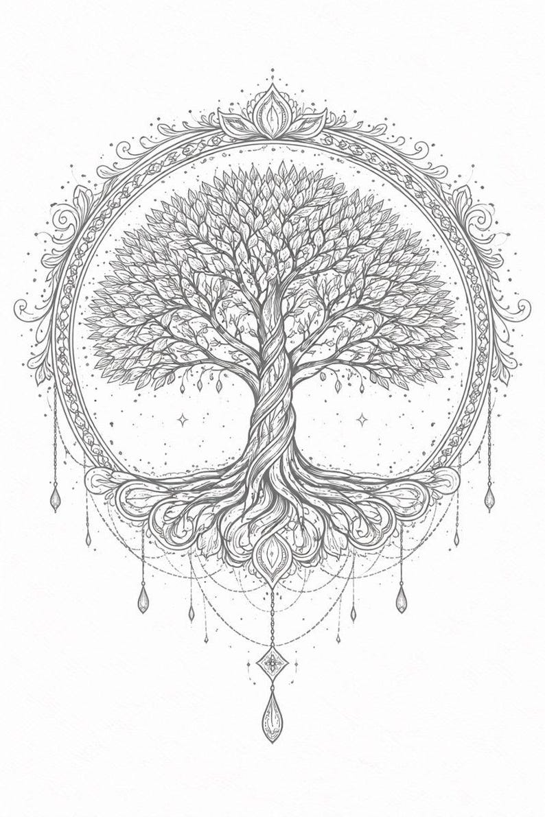 Line Print Tree of Life Holistic Wellness /yoga Printable Art - Etsy