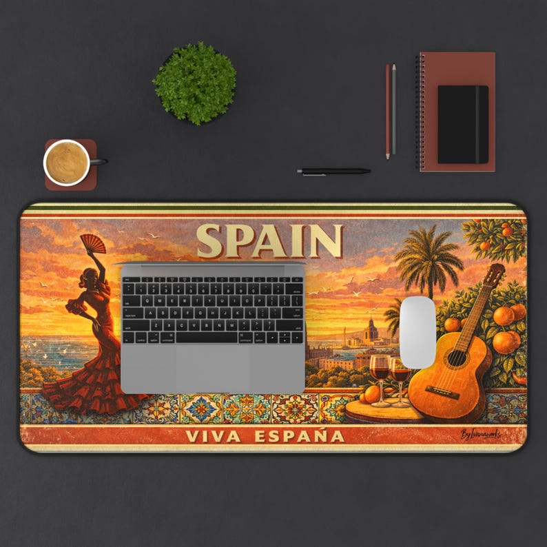 Spain Viva Espana Flamenco Guitar Desk Mat | Spanish Landscape Mouse ...