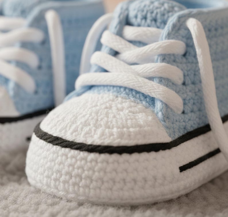 Crochet Baby Sneakers Pattern PDF | Newborn Booties, 0-9 Months ...